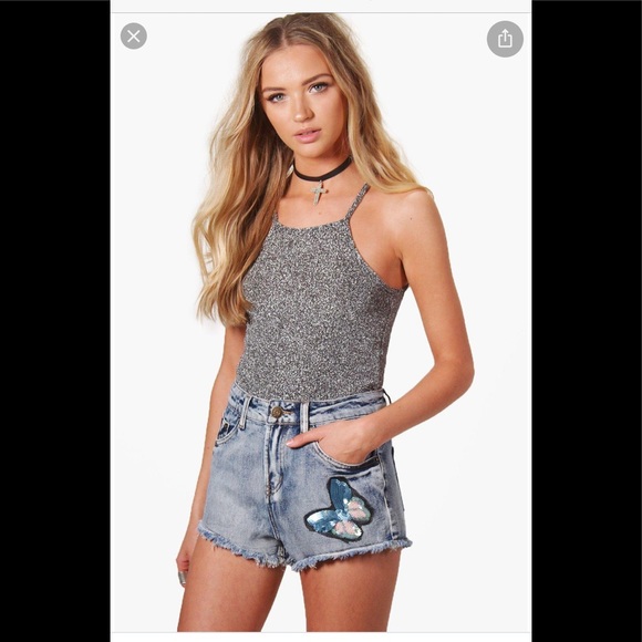 THE ROCK N REV | Shorts | Ana Corrine Butterfly Embroidered Denim ...